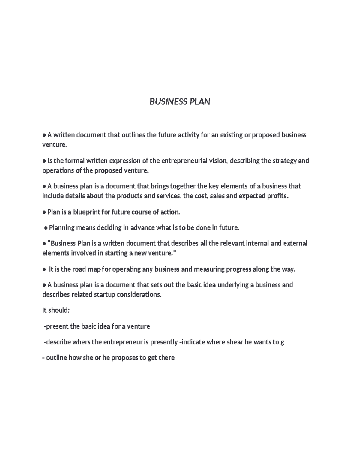 Business PLAN WPS Office - BUSINESS PLAN • A written document that ...