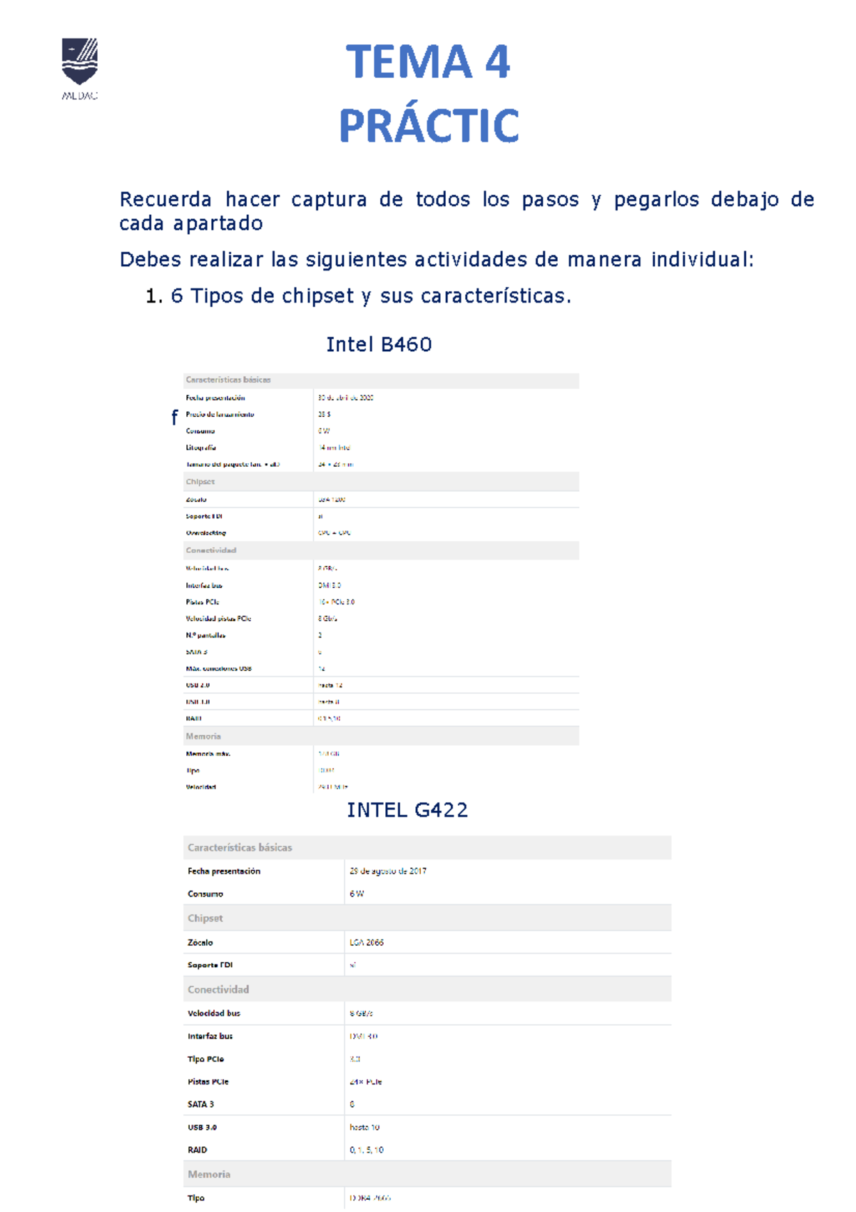 TEMA 4 Practica 2 Placa BASE - Recuerda hacer captura de todos los pasos y pegarlos debajo de ...