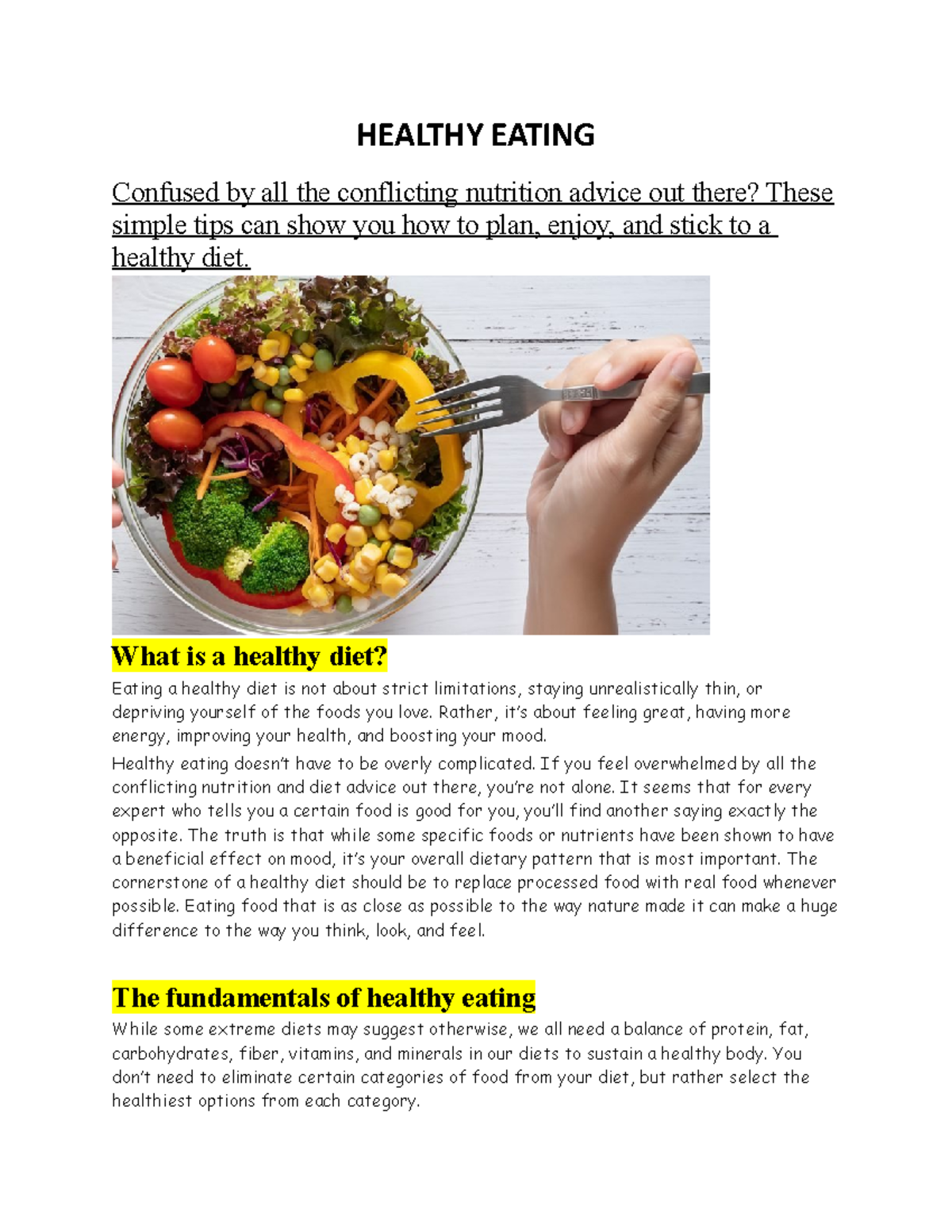 Activities 1 TEXT - Acrivities - HEALTHY EATING Confused by all the ...