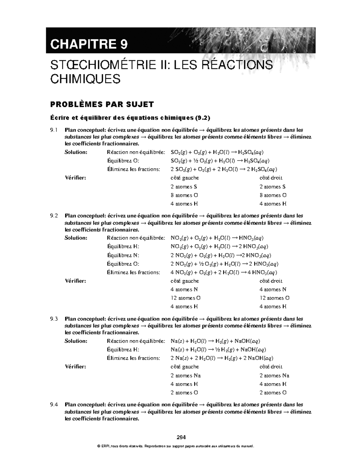 Tro sol chimie gener ch9 - 294 CHAPITRE 9 STŒCHIOMÉTRIE II: LES ...
