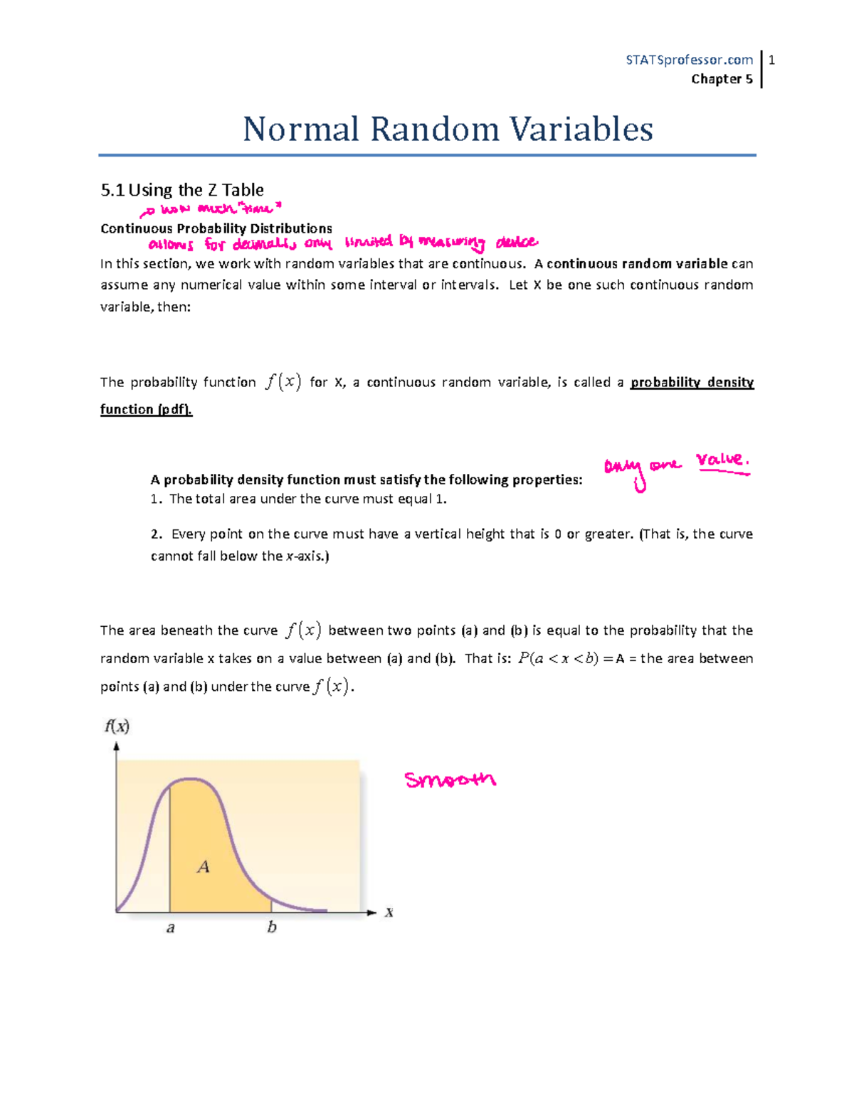 Ch 5 Stats Lecture 5 Notes Mmc Dane Chapter 5 Normal Random Variables 5 Using The Z