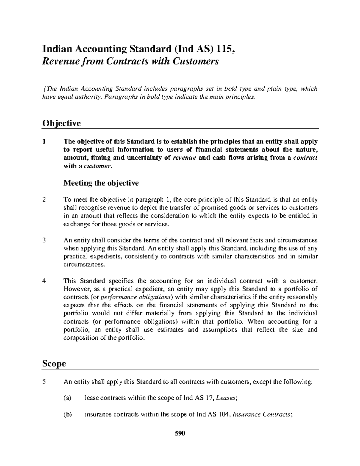 Indas 115 - Notes - Indian Accounting Standard (Ind AS) 115, Revenue ...