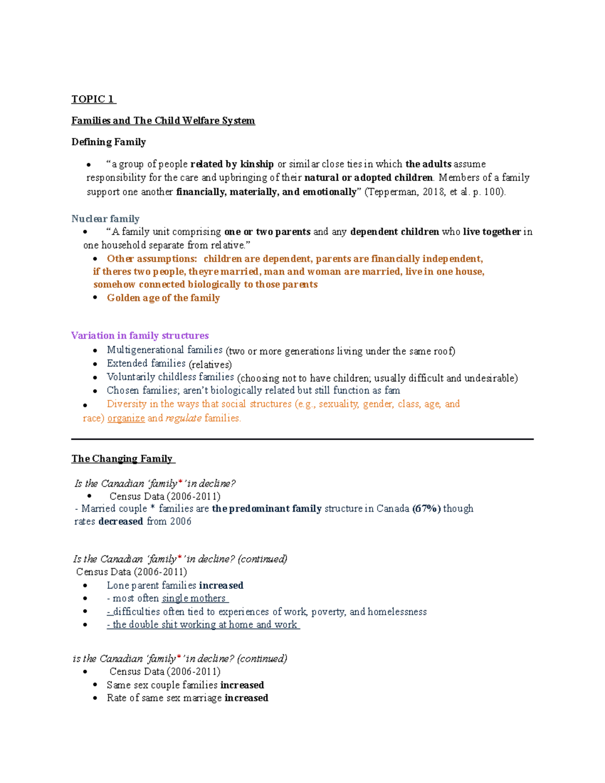 Sociol exam2020 - Lecture notes 1-15 - TOPIC 1 Families and The Child ...