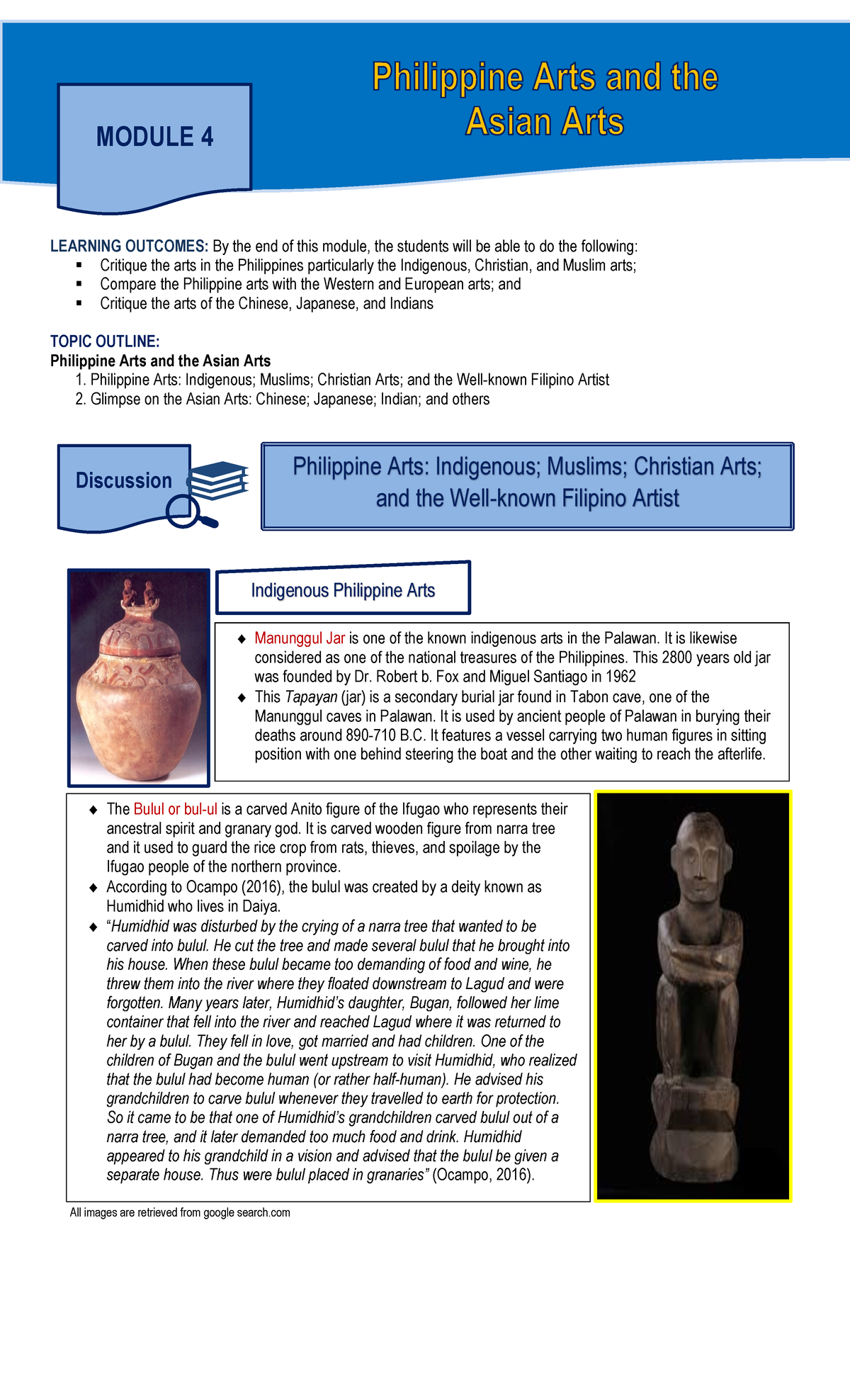 Module 4 in Arts Appreciation - Discussion LEARNING OUTCOMES: By the ...