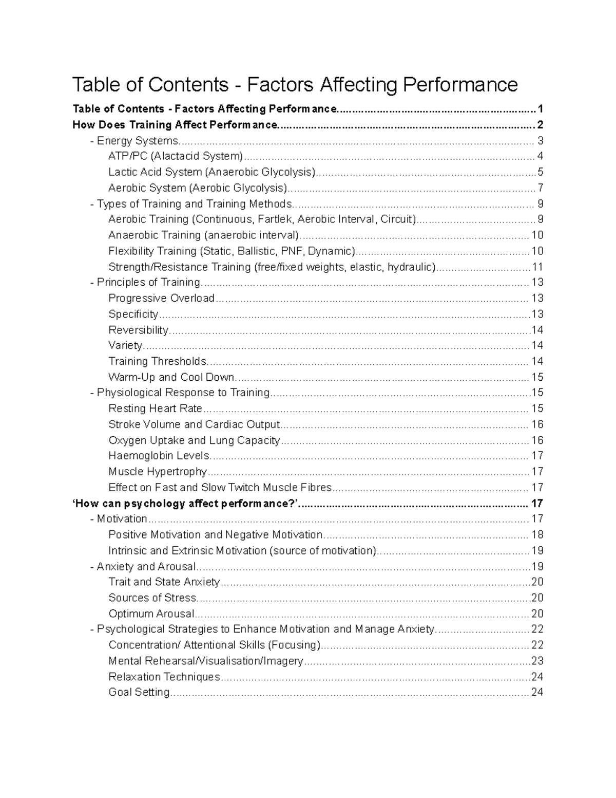 Factors Affecting Performance Notes - - Studocu