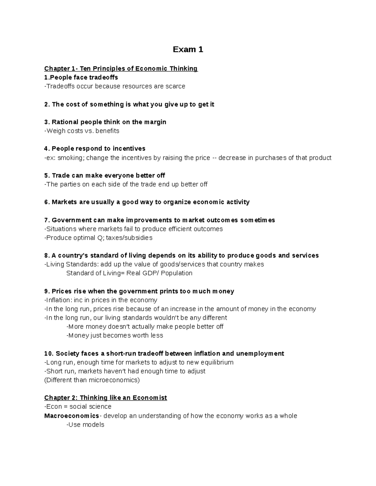 ECON 203 Exam 1 - Midterm/Exam Practice Questions and summary - Exam 1 ...