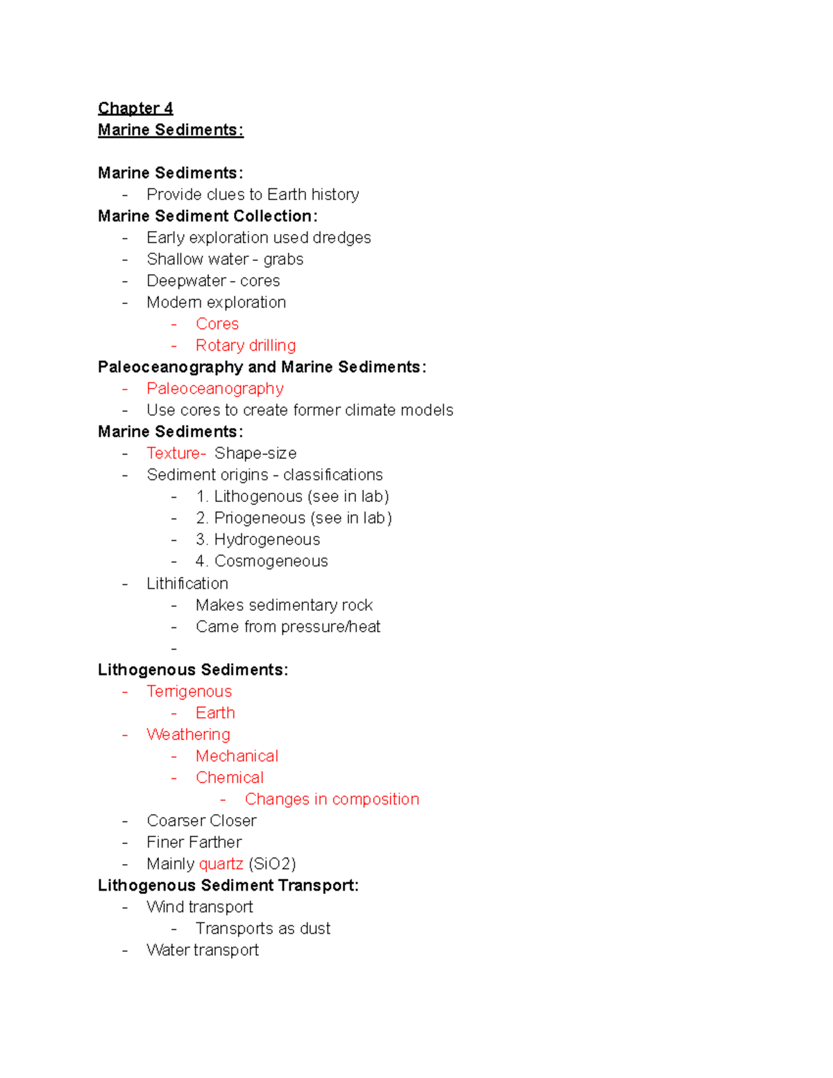 Oceanography chapter 4 - Chapter 4 Marine Sediments: Marine Sediments: - Provide clues to Earth ...