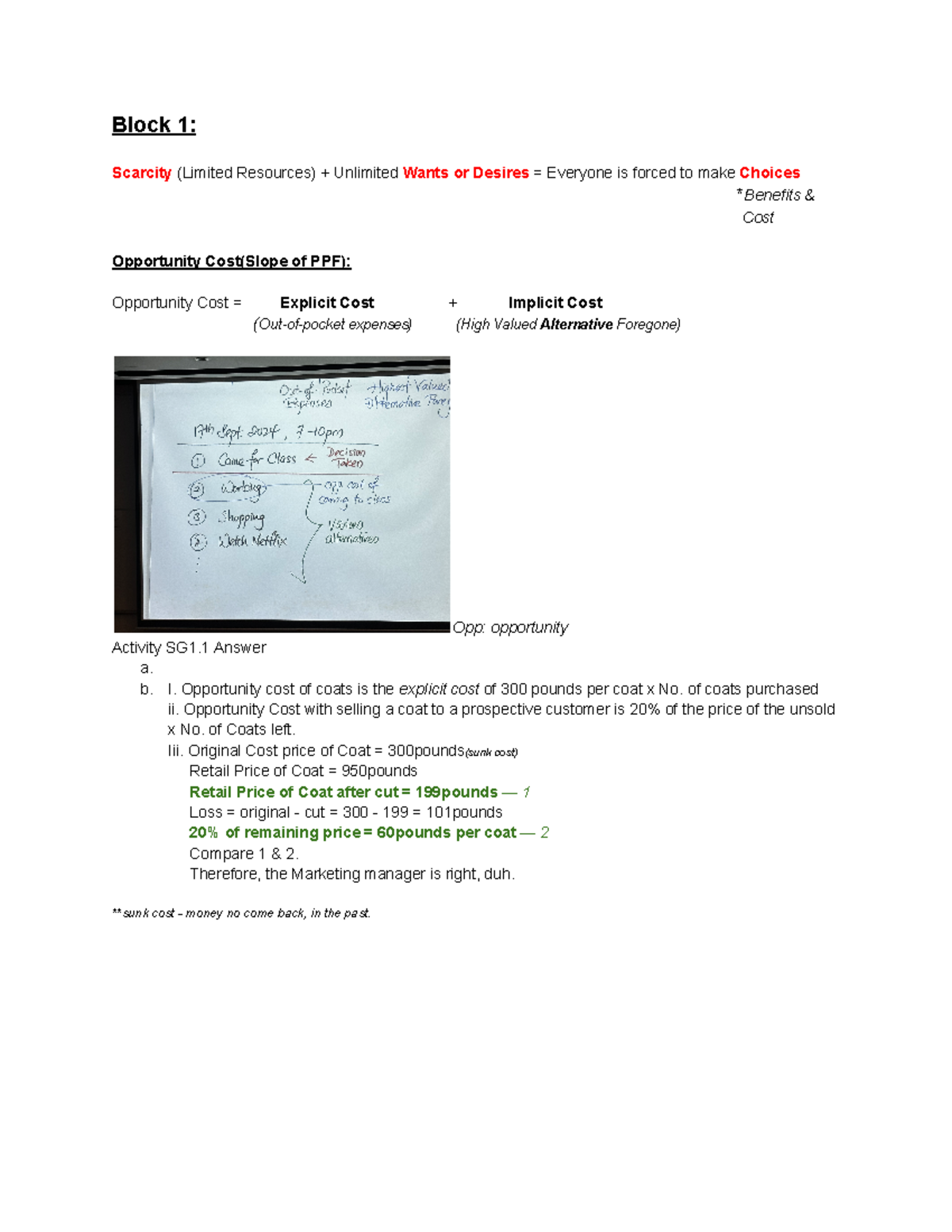 Economics Block 1 - Block 1: Scarcity (Limited Resources) + Unlimited ...