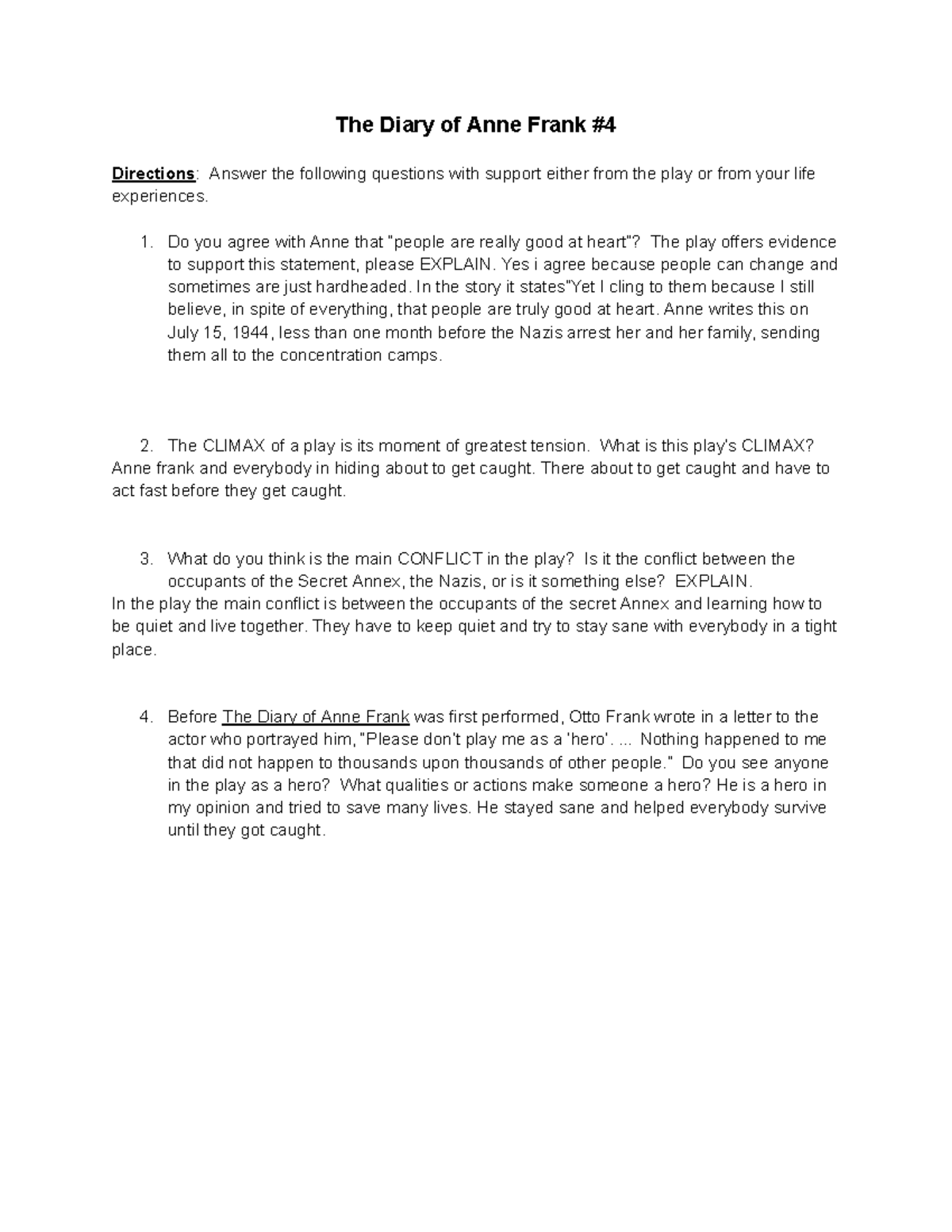 Diary of Anne Frank #4 - Yes - The Diary of Anne Frank Directions ...