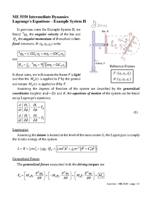 Me555EOMSlider Crank Mechanism - Kamman – ME 5550 – page: 1/ ME 5550 Intermediate Dynamics ...
