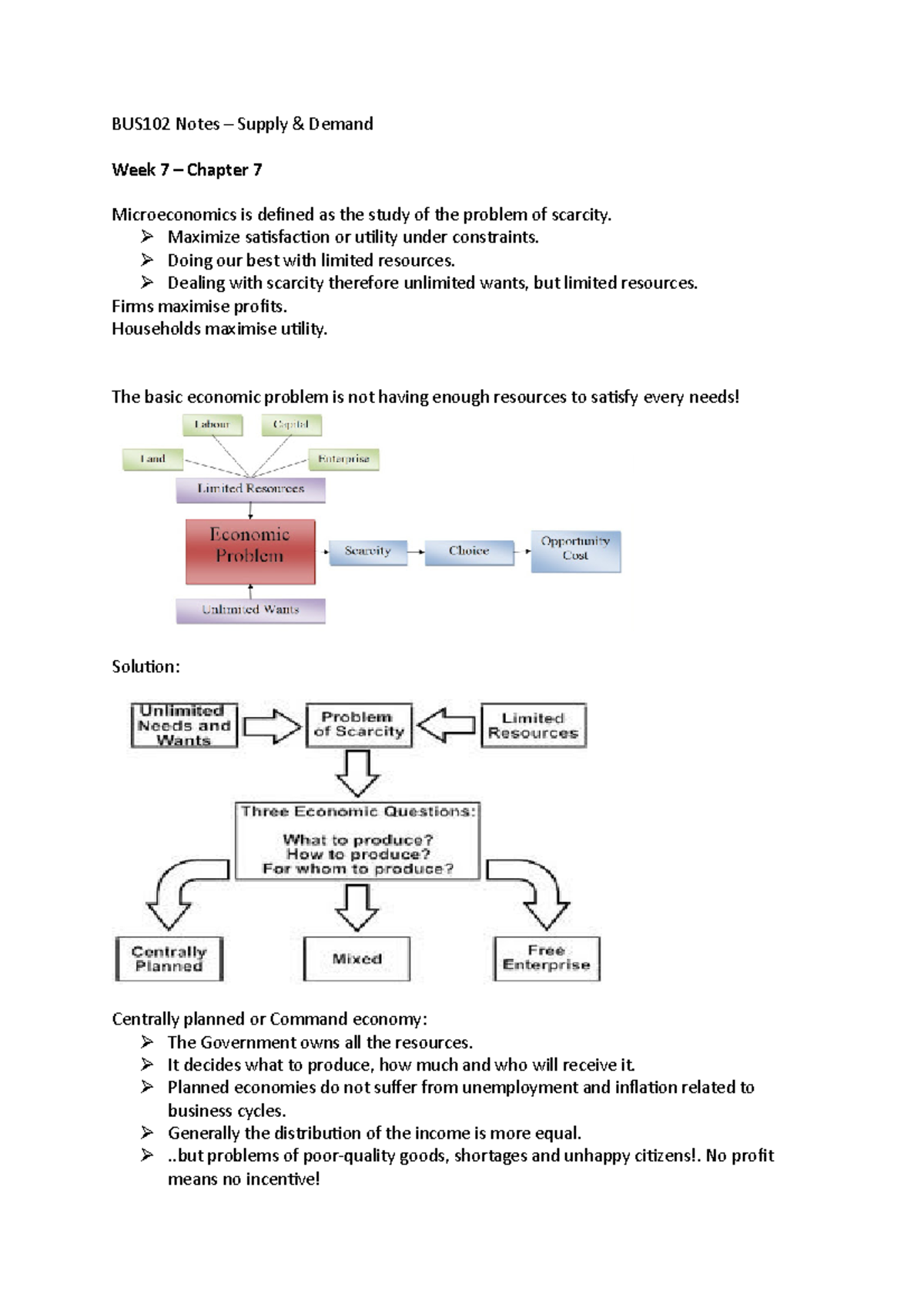 BUS102 Notes - Supply & Demand Basics - BUS102 Notes – Supply & Demand ...
