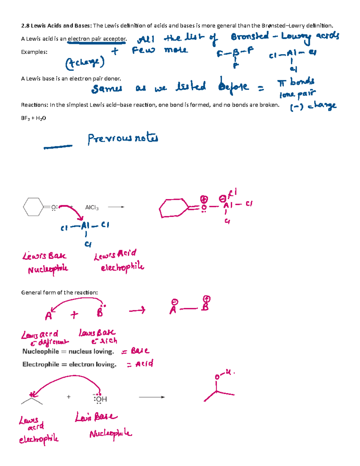 9-9-notes - notes - 2 Lewis Acids and Bases: The Lewis definition of ...
