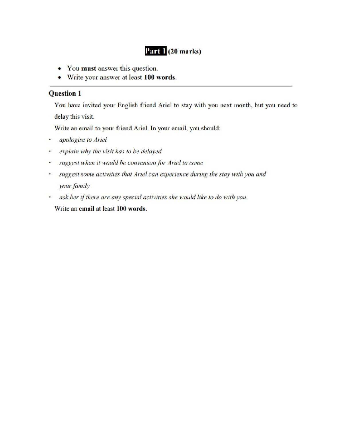 Viet-3 - tiếng anh đọc - Part 1 (20 marks) You must answer this question. Write your answer at ...