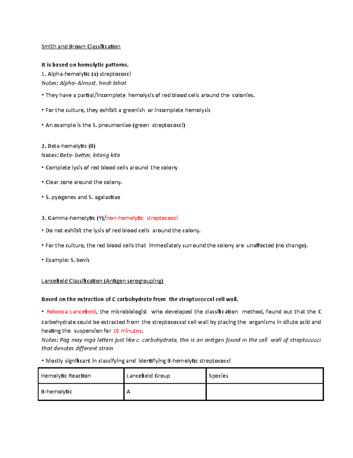Smith and Brown Classification - 1. Alpha-hemolytic (a) streptococci ...