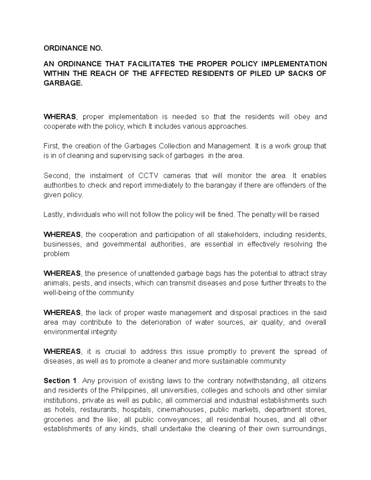 Ordinance - hwejkaghkw - ORDINANCE NO. AN ORDINANCE THAT FACILITATES ...