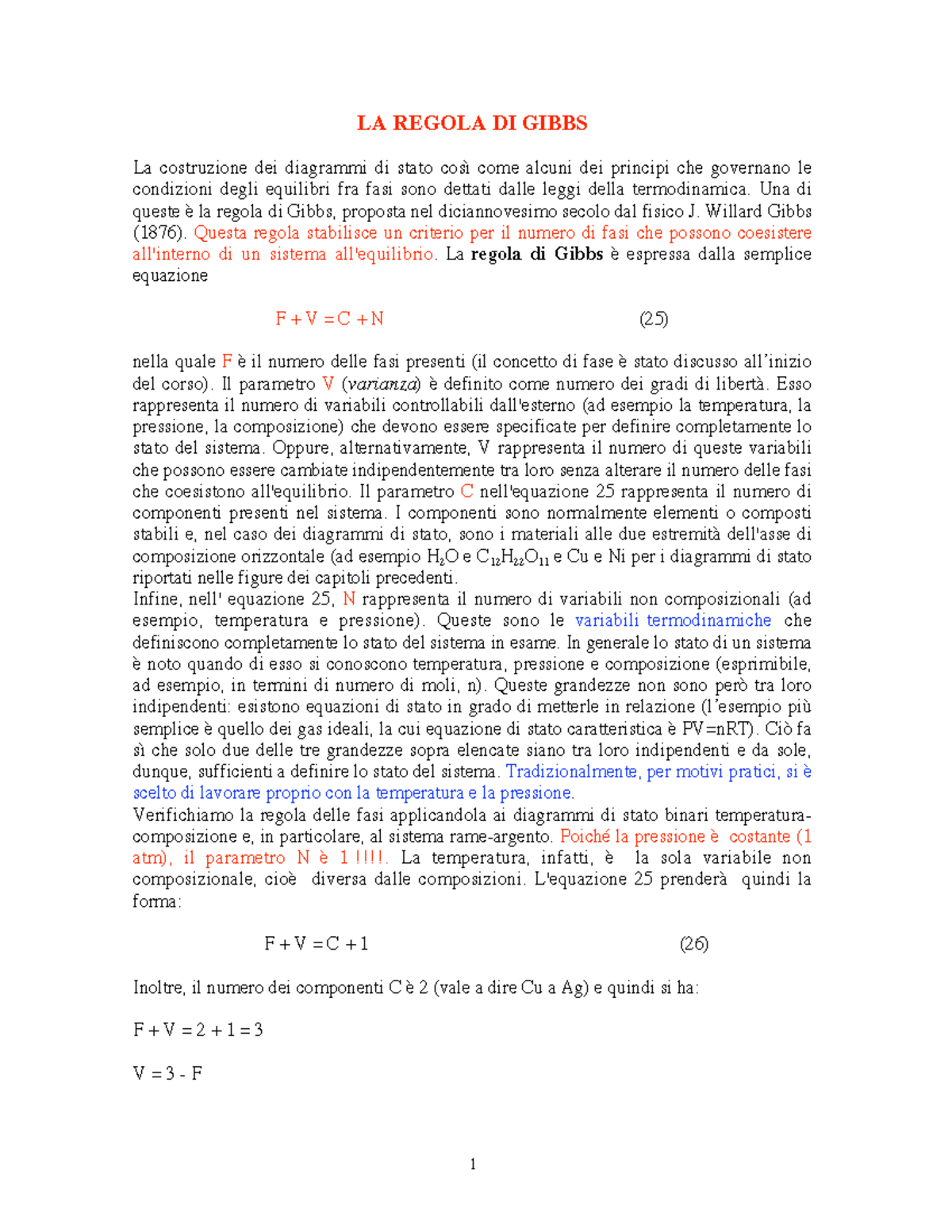 LA Regola DI Gibbs - DIAGRAMMI E LETTURA FACILITATA - 1 LA REGOLA DI GIBBS La costruzione dei ...
