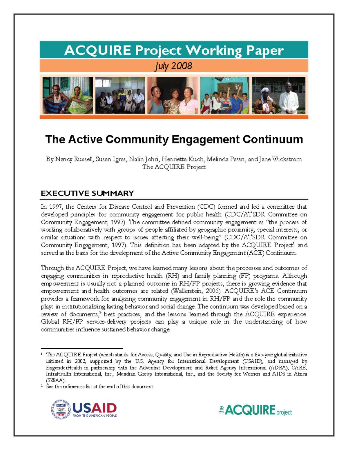 Ace working paper final - ACQUIRE Project Working Paper July 2008 The ...