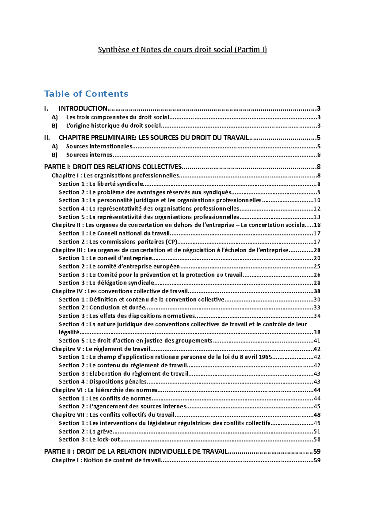 Synthèse et notes de cours droit social - Synthèse et Notes de cours ...