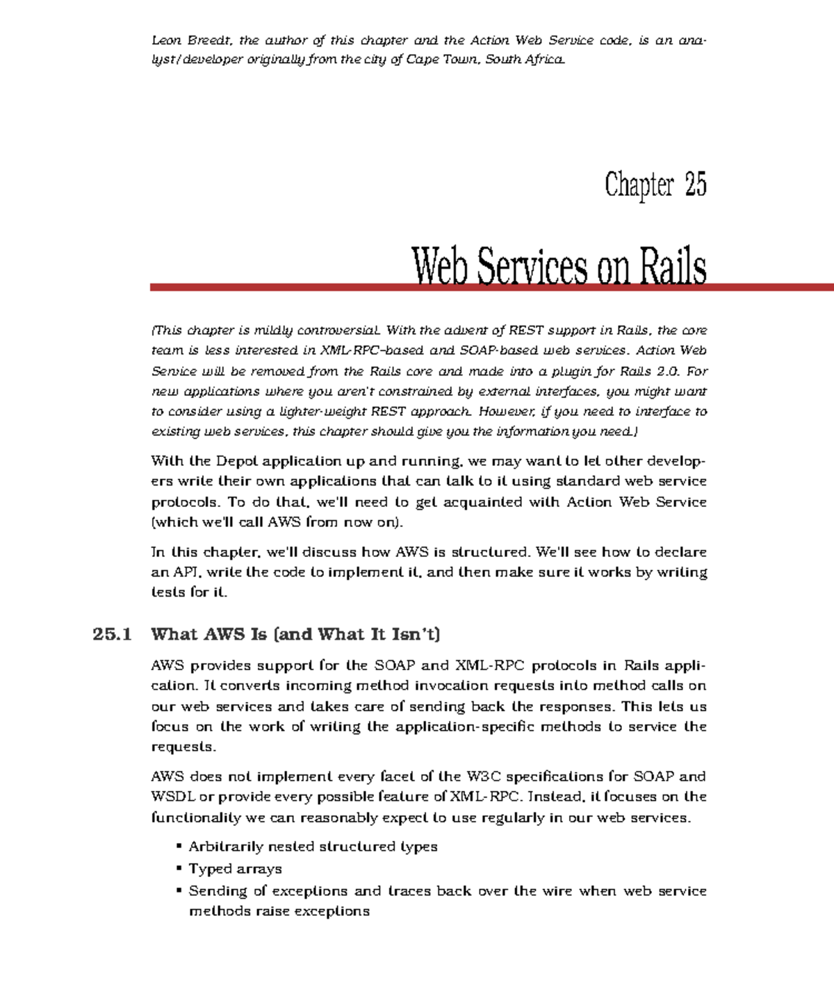 Chapter 25 - Web Services on Rails - Leon Breedt, the author of this ...