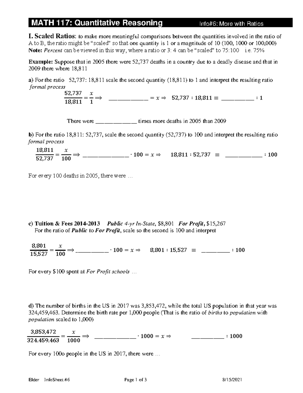 6 Info 6 more With Ratios Elder InfoSheet 6 Page 1 Of 3 8 15 MATH