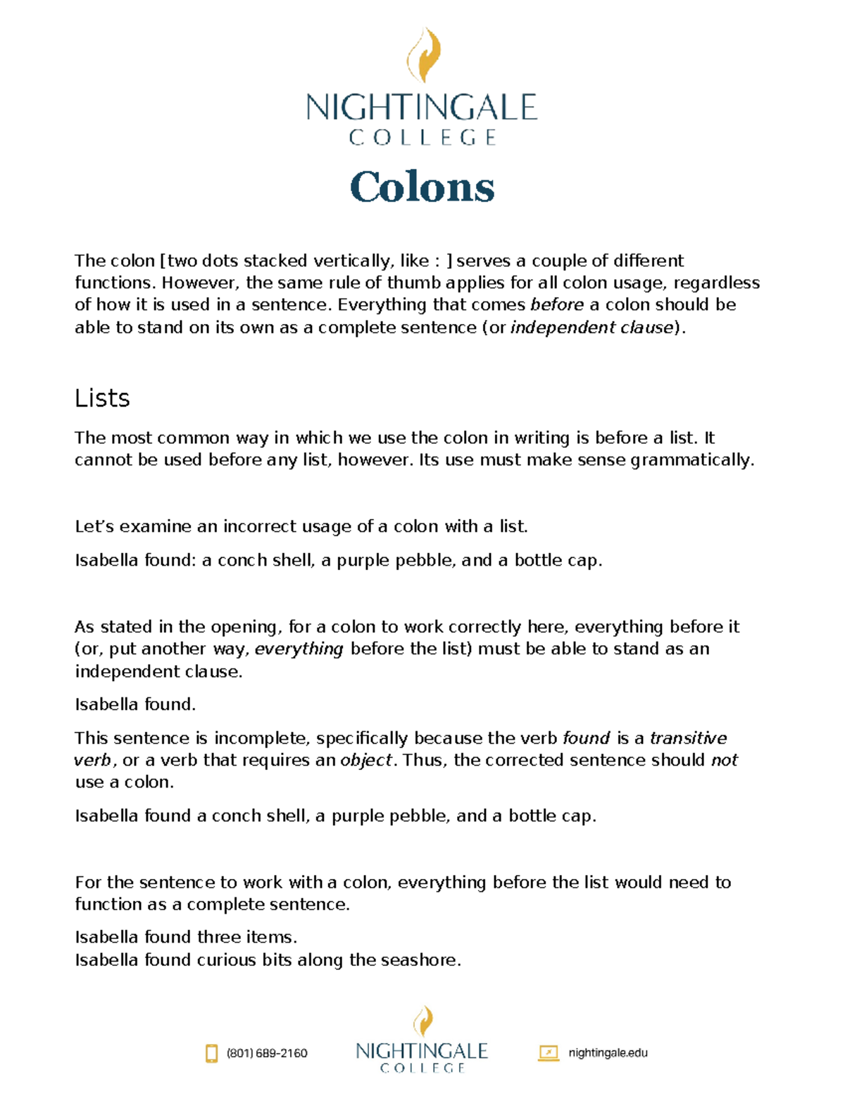 Colons - Summary English Grammar - Colons The colon [two dots stacked ...