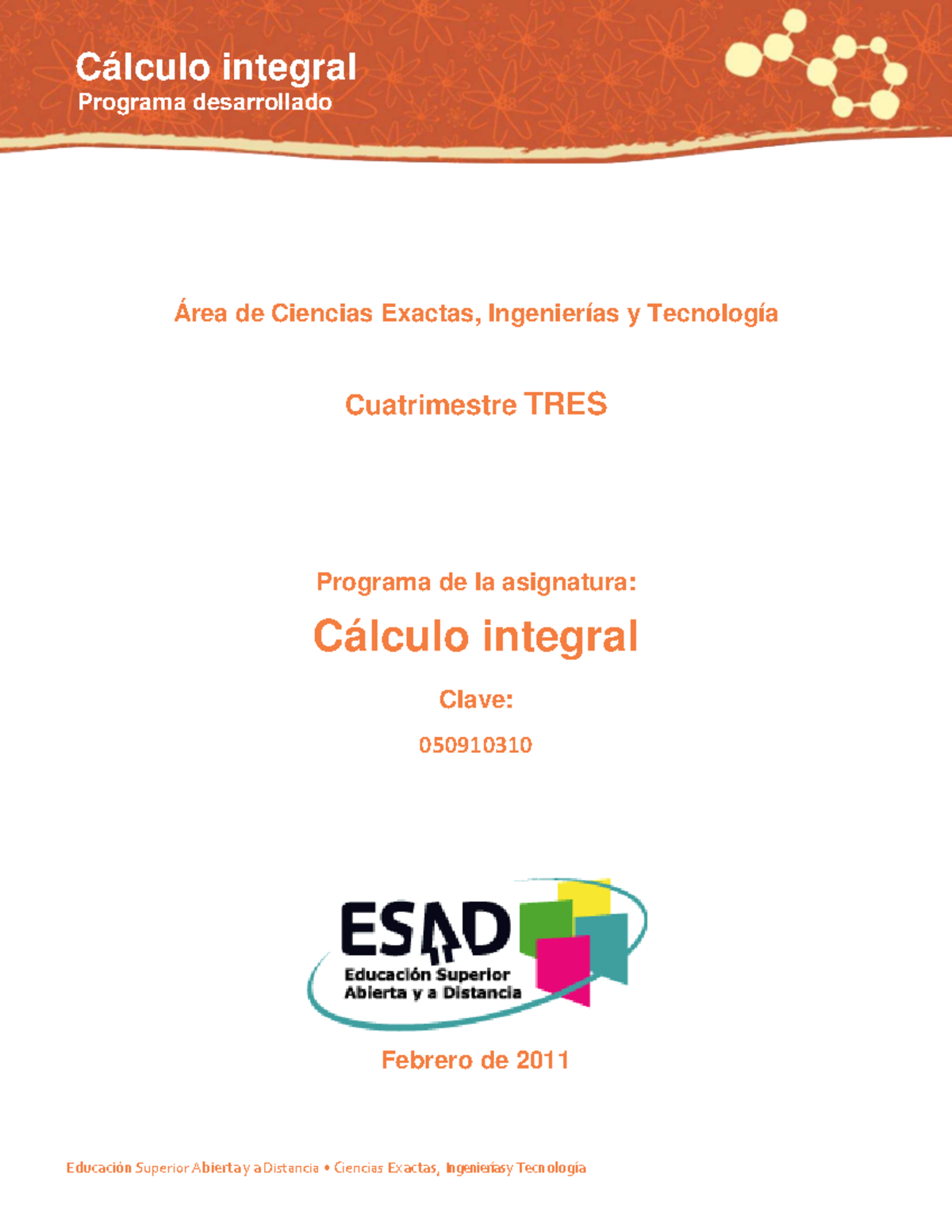 Calculo integral Programa desarrollado - Programa desarrollado Área de ...