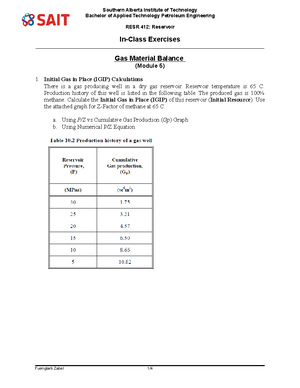 6 Volumetric Calculation - Petroleum Engineering Technology RESR 412 ...