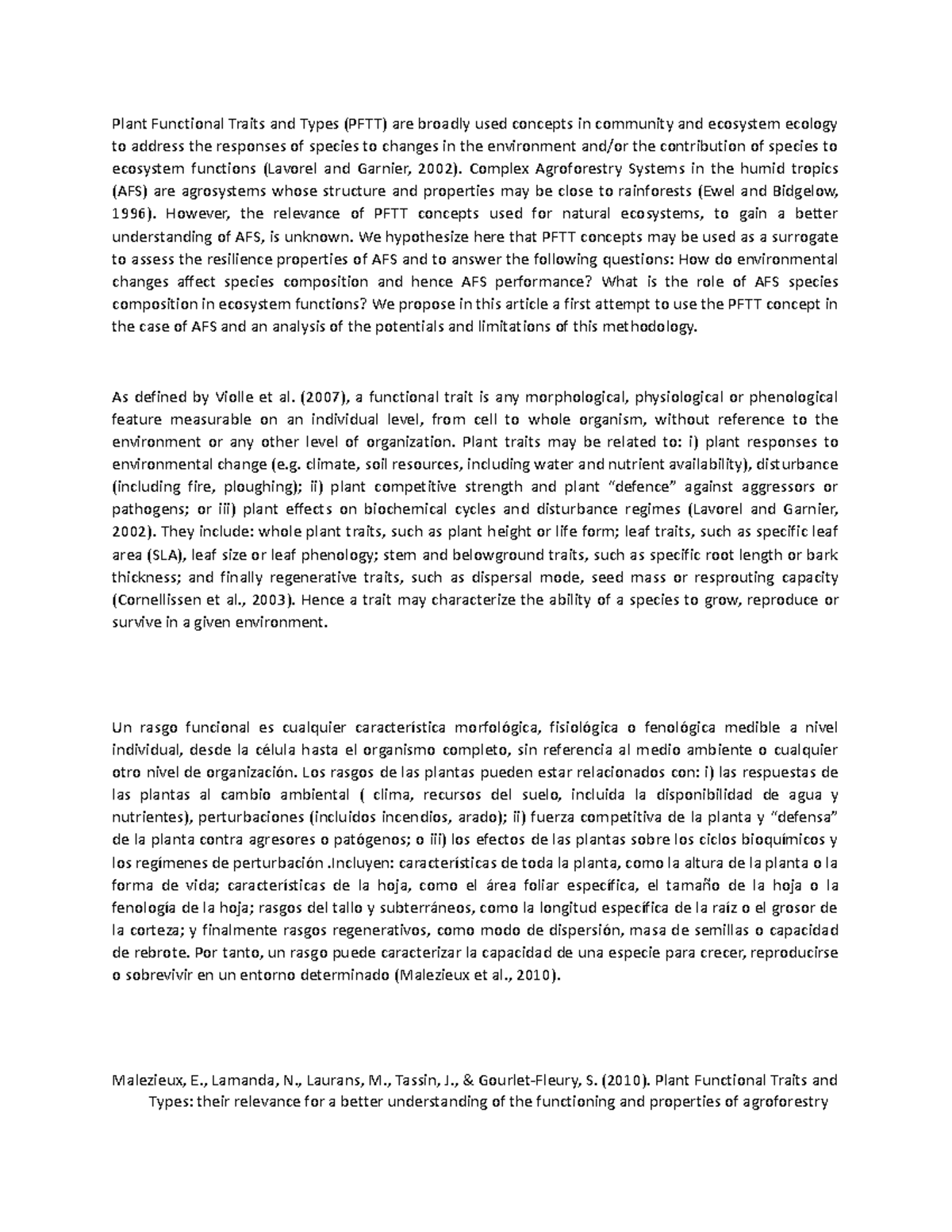 Plant Functional Traits and Types - Complex Agroforestry Systems in the ...