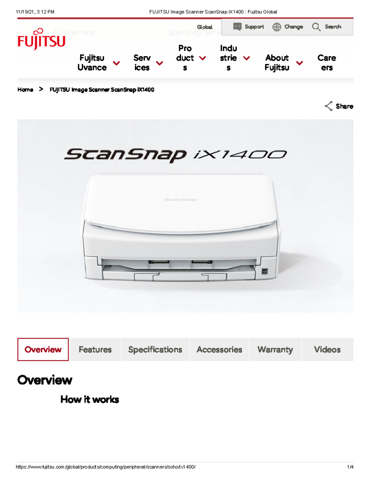 Fujitsu Image Scanner Scan Snap i X1400 Fujitsu Global - Overview ...