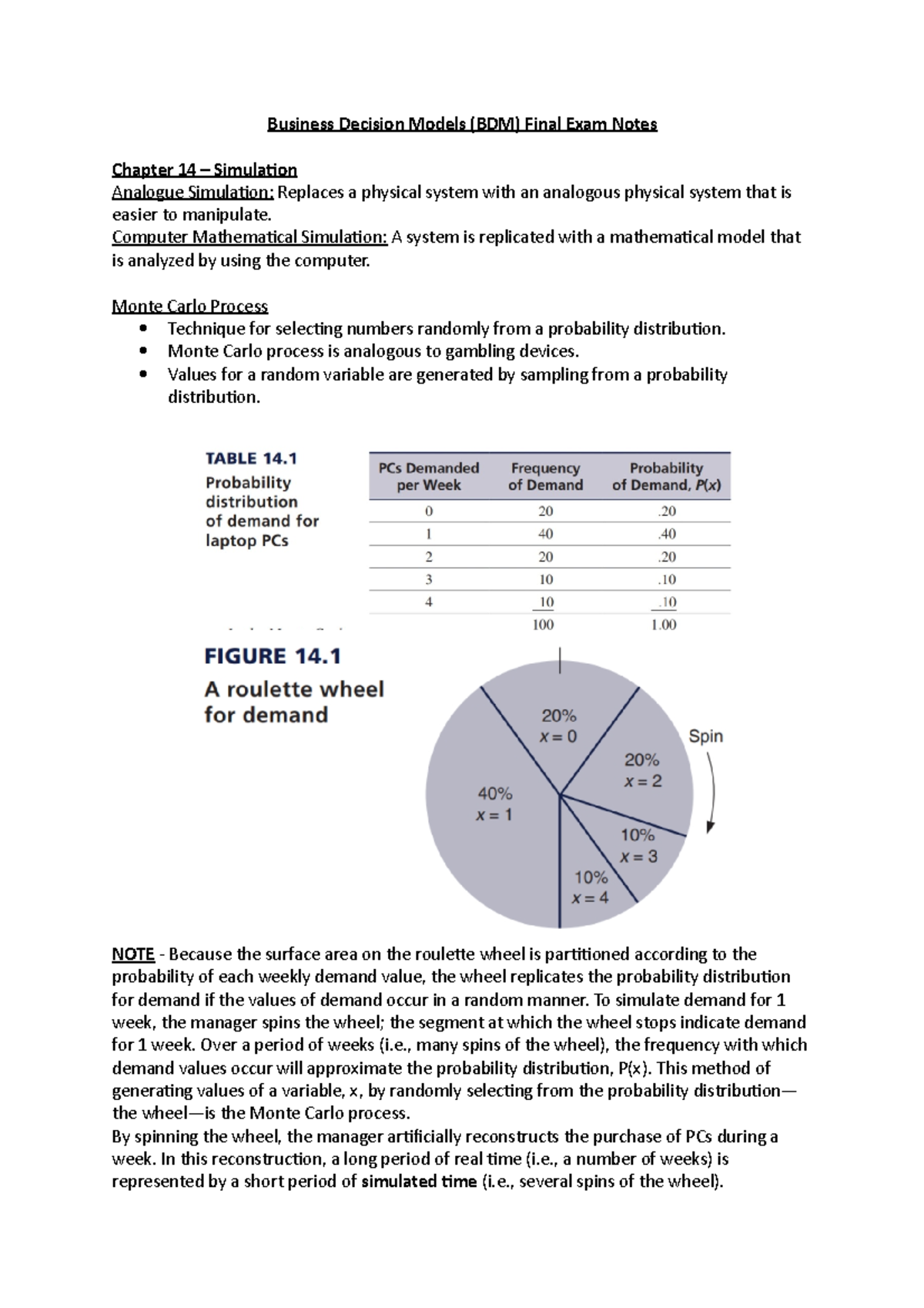 BDM Final Exam Notes - Business Decision Models (BDM) Final Exam Notes ...