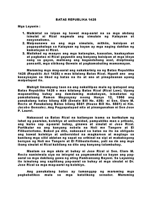 RA. 1425 - Rizal Law - LIFE AND WORKS OF RIZAL RIZAL LAW (RA No. 1425 ...