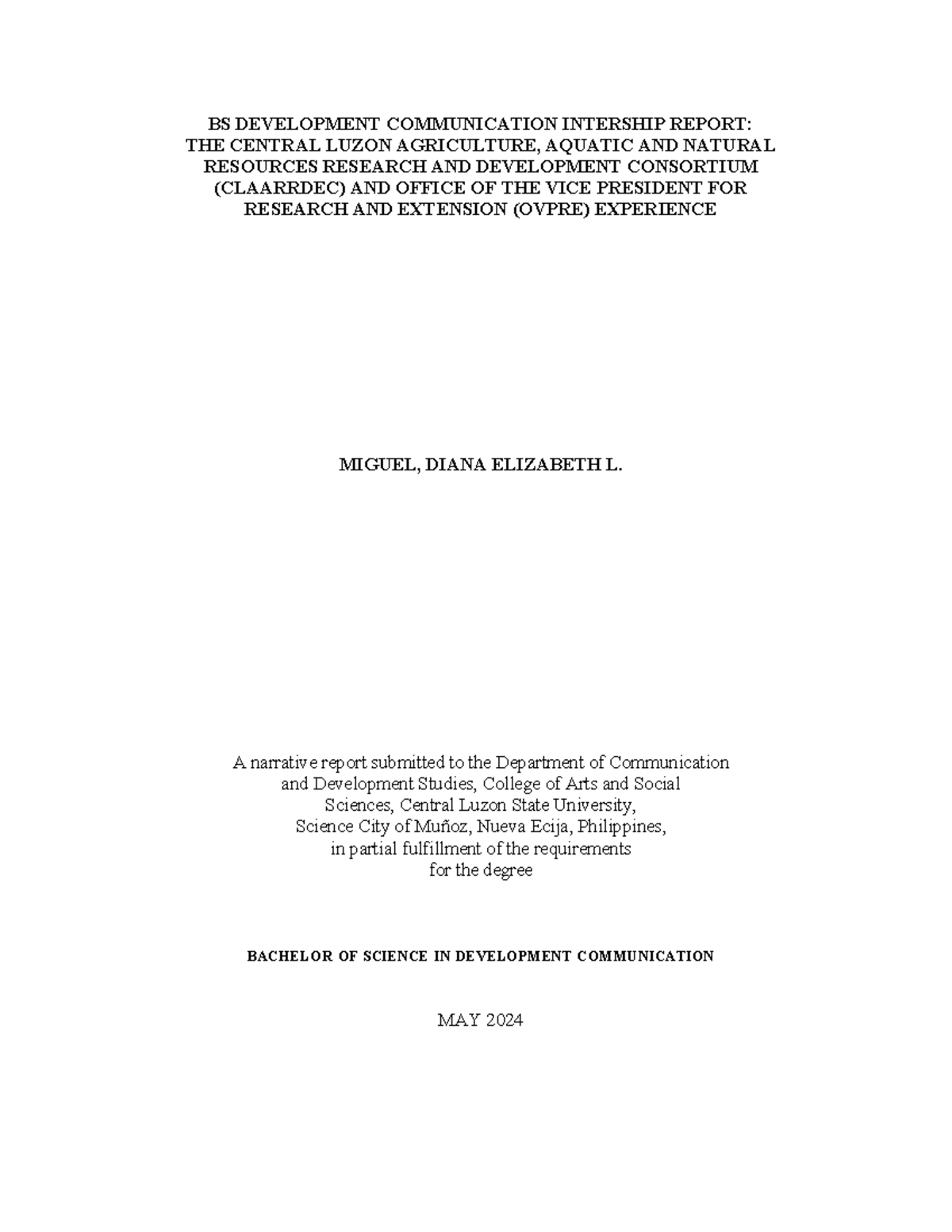 BS Development Communication Intership Report final - BS DEVELOPMENT ...
