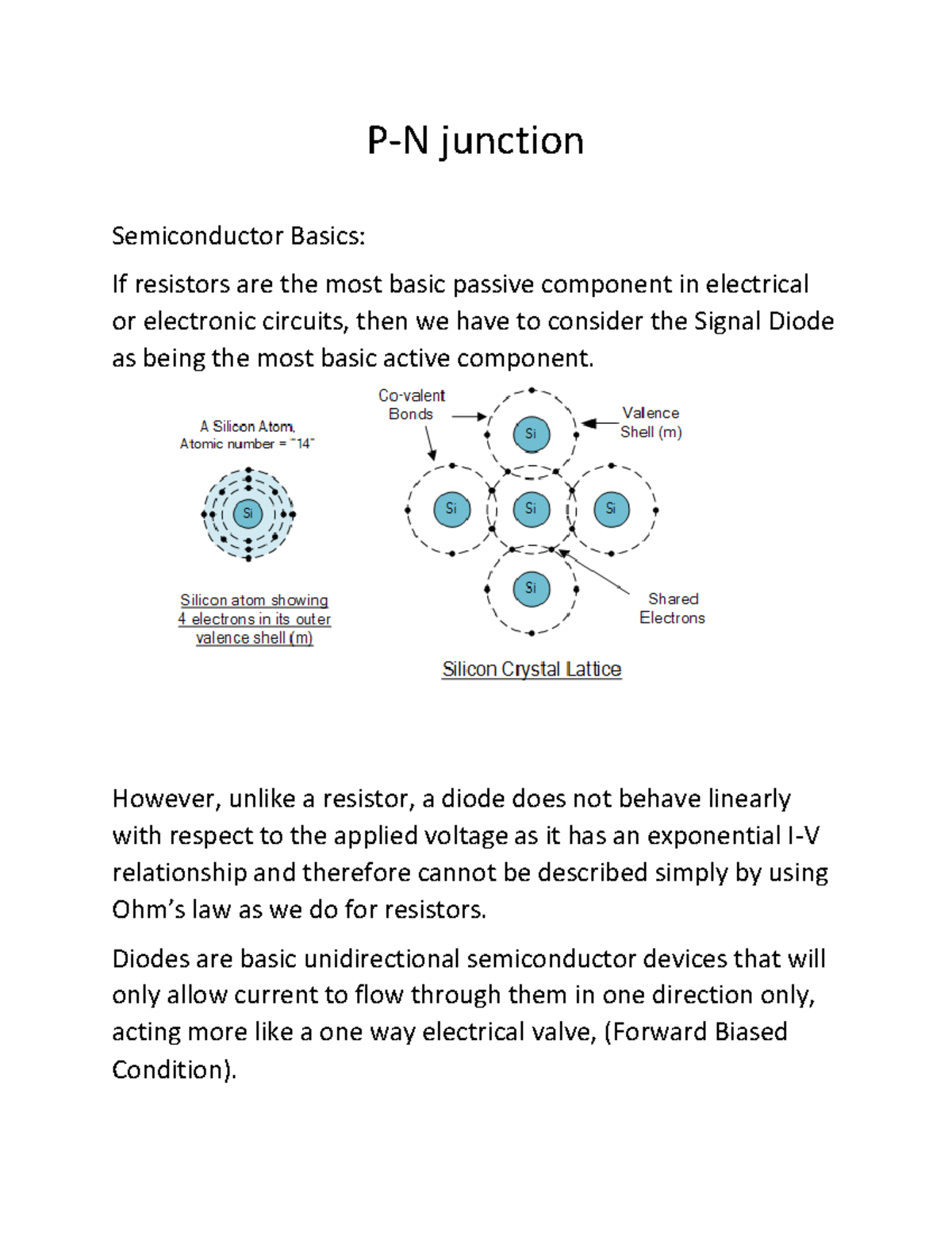 P-N junction - P-N junction Semiconductor Basics: If resistors are the most basic passive ...