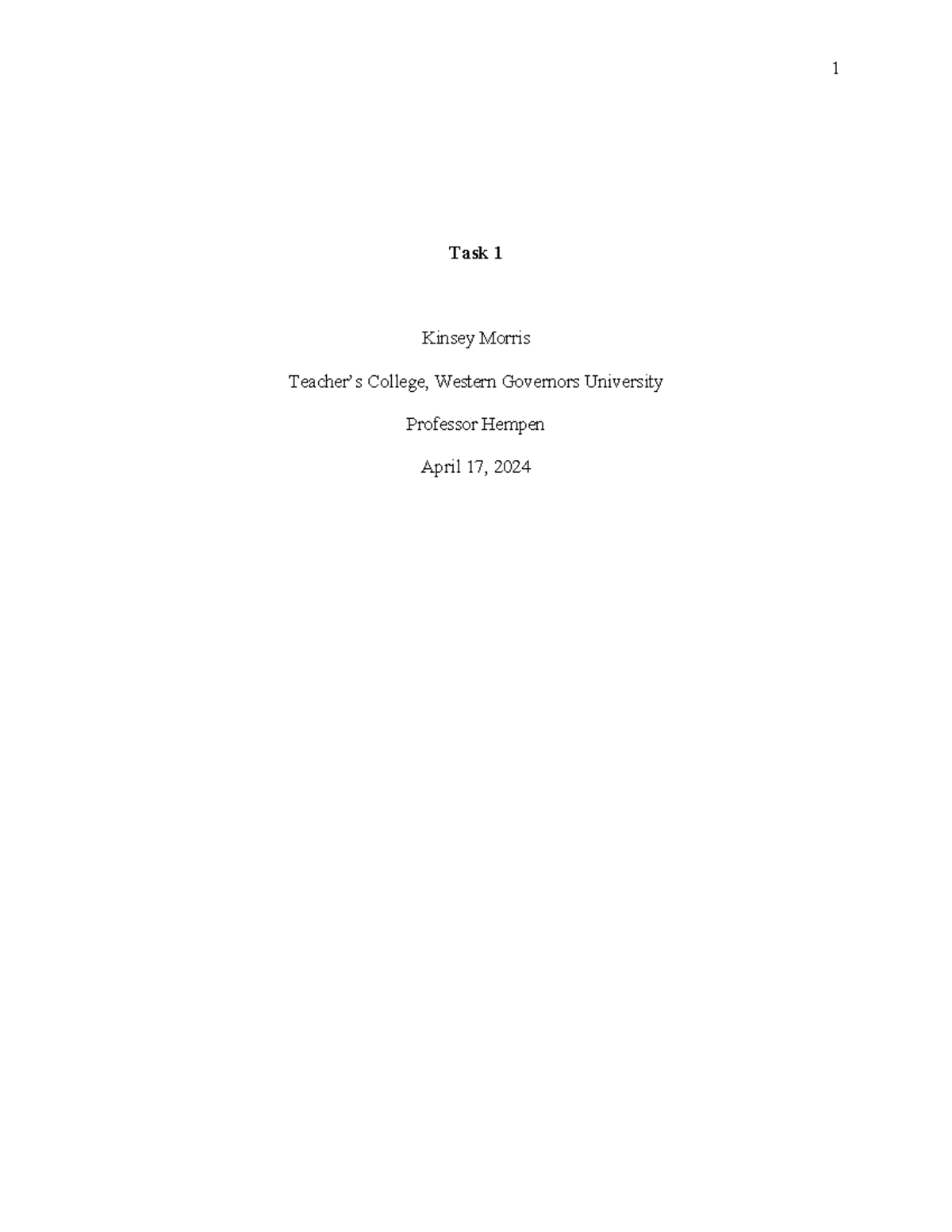 Kinsey Morris D092 Task 1 - Engaging Students with Technology - 1 Task ...