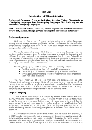 SL Unit-4 - UNIT-4 Notes - UNIT- ADVANCED PERL 2 Finer Points Of ...