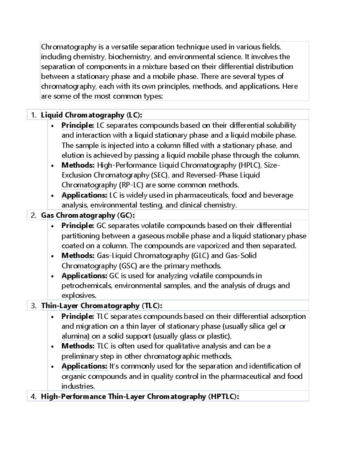 Chromatography is a versatile separation technique used in various ...