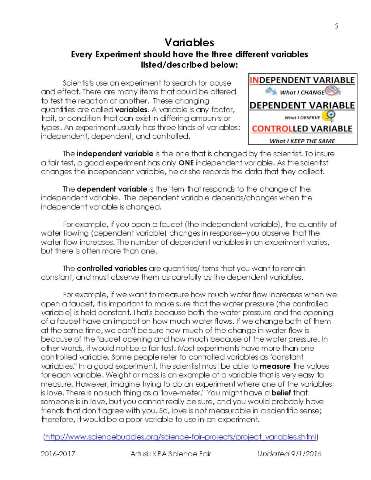 Variables - statistics - 5 2016-2017 Artusi: KPA Science Fair Updated 9 ...