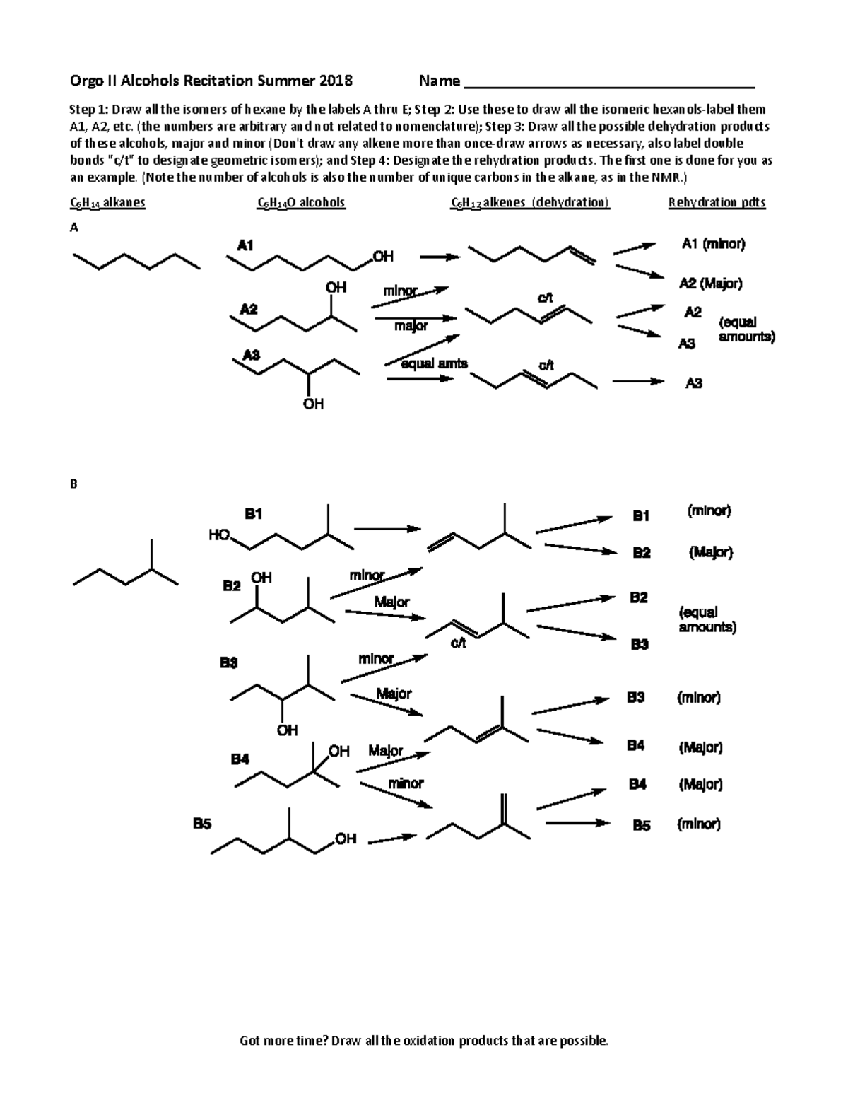 C6 Alcohol Isomers Worksheet KEY - Got more time? Draw all the ...