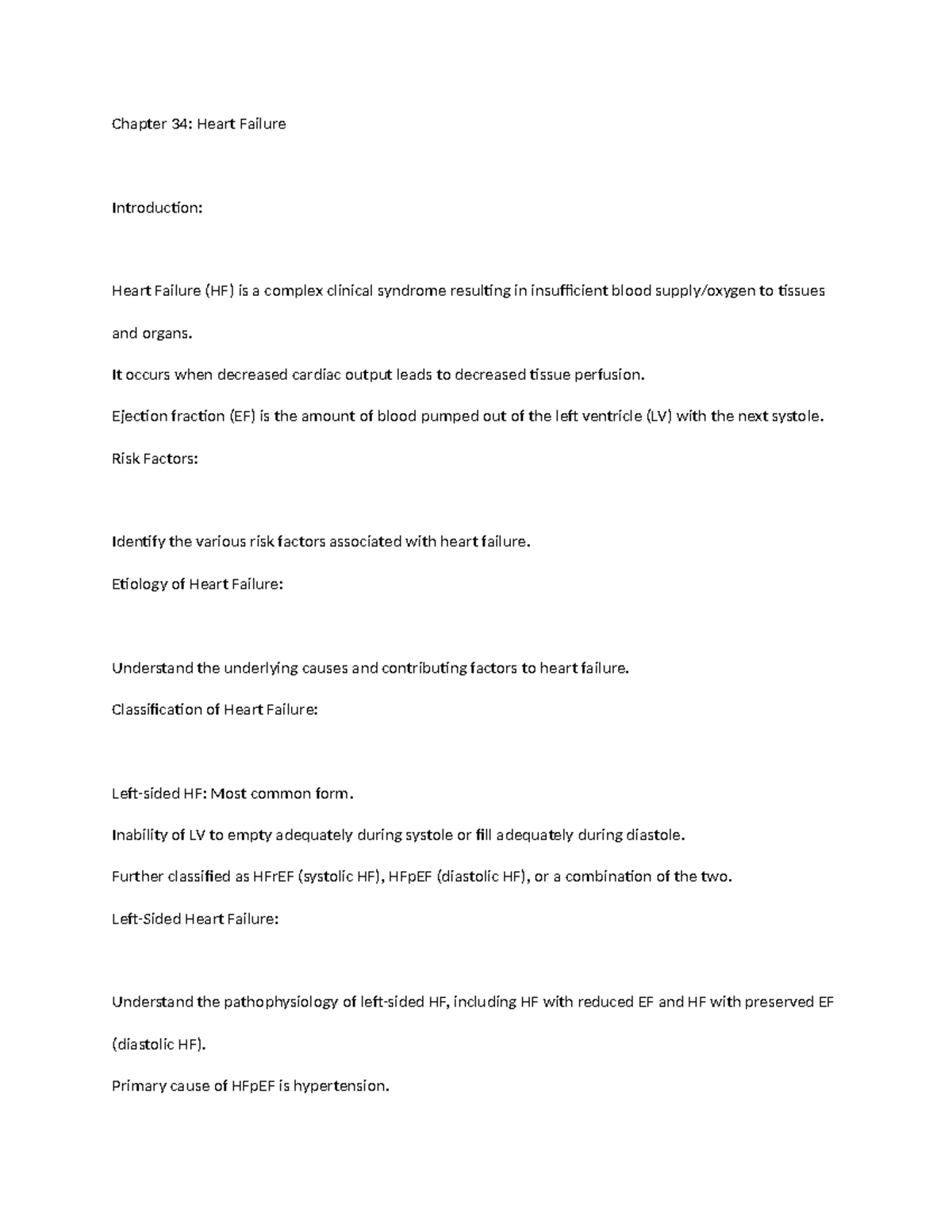 Heart Failure Study Guide - Chapter 34: Heart Failure Introduction ...