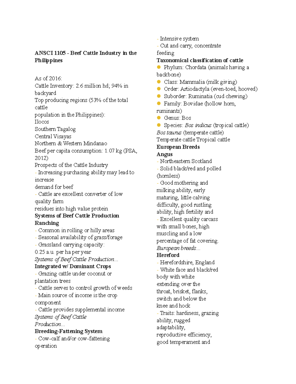 ANSCI 1105 Beef Cattle Production - BEEF CATTLE PRODUCTION ANSCI 1105 ...