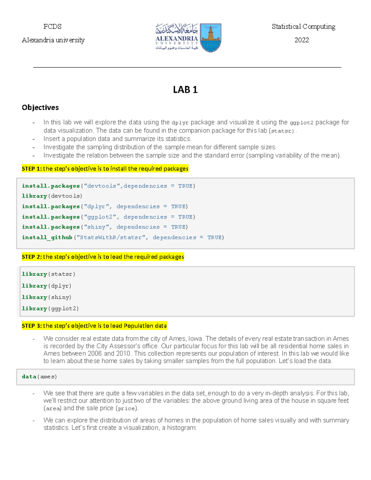 LAB 1 notes - how explore the data and visualize it using R - FCDS ...