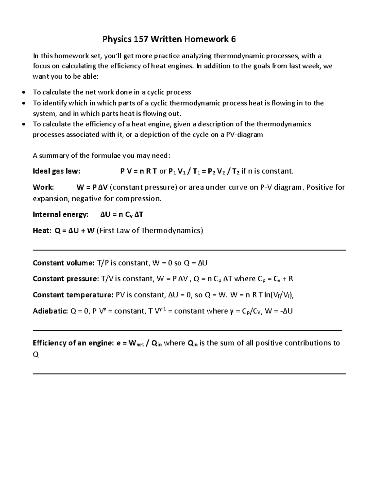 HW6 - written hw - Physics 157 Written Homework 6 In this homework set, you’ll get more practice ...
