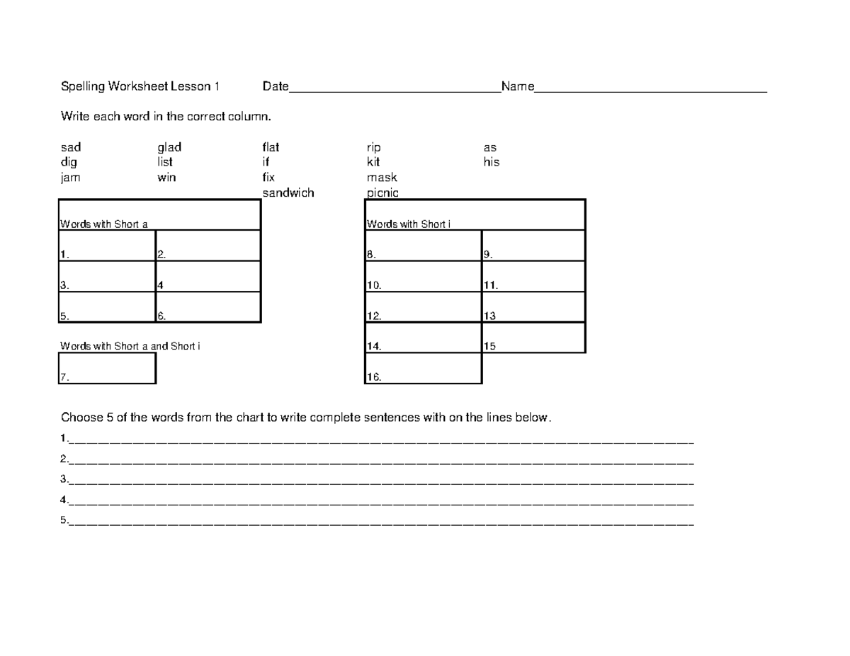 Journeys Spelling Henryand Mudgethe First Book-1 - Spelling Worksheet ...