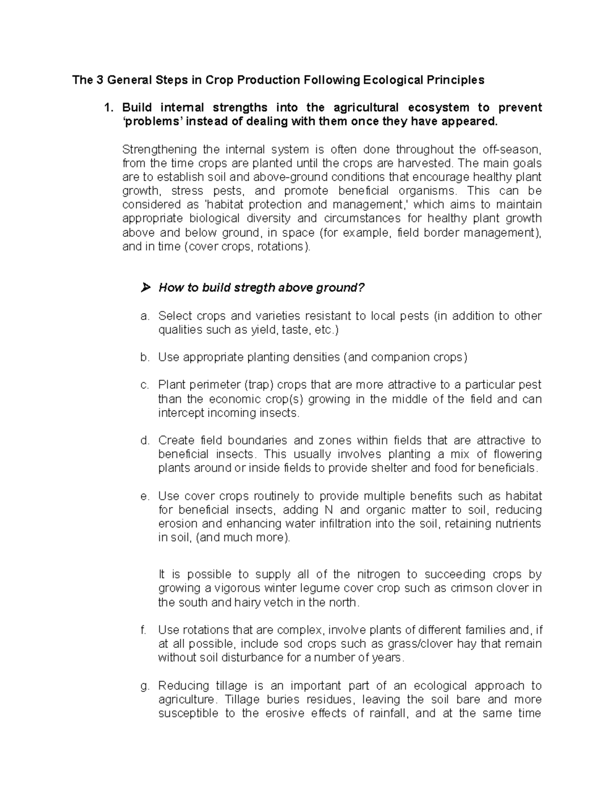 The 3 General Steps in Crop Production Following Ecological Principles ...