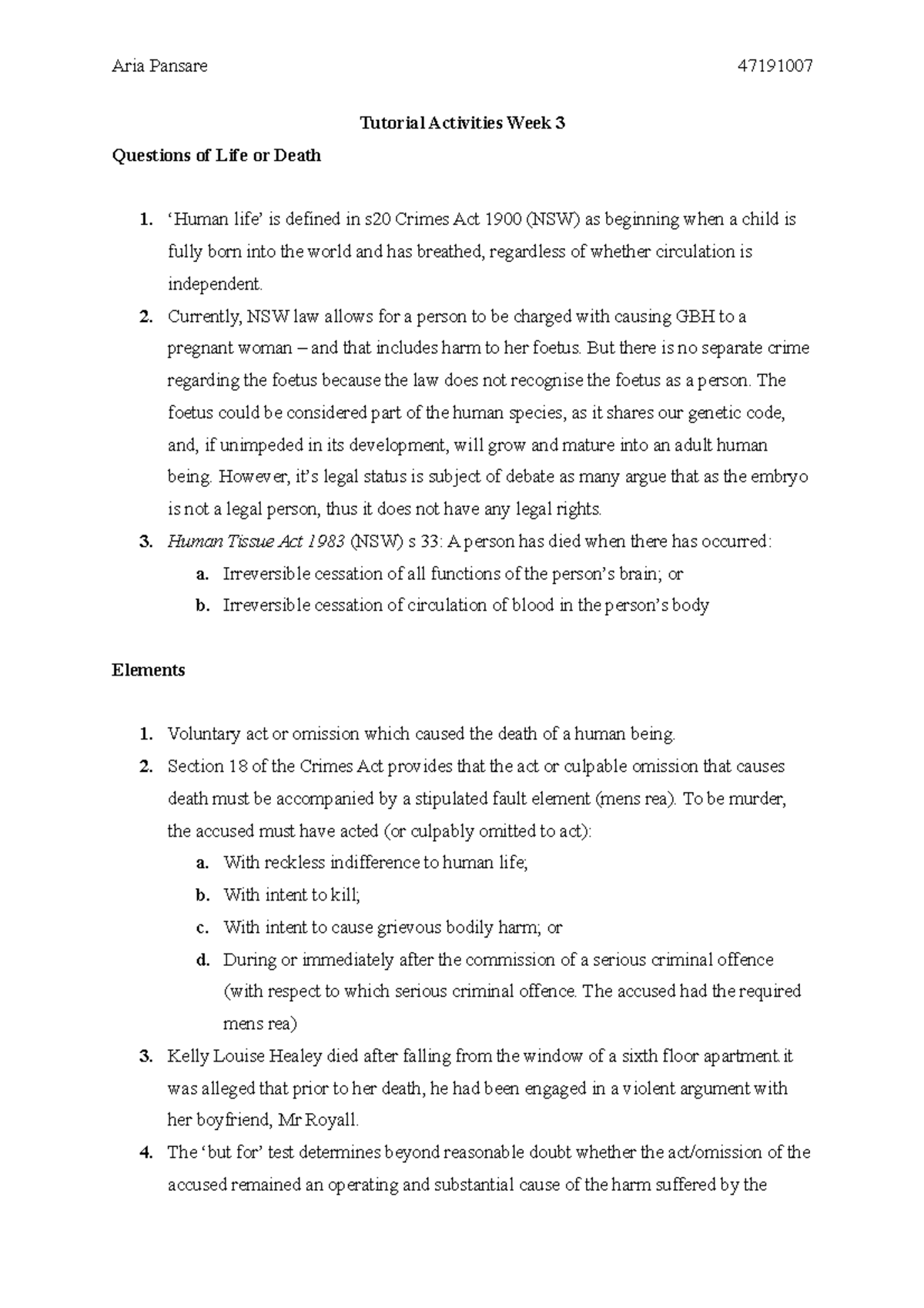 LAWS1300 Tutorial Activities Week 3 - Aria Pansare 47191007 Tutorial ...