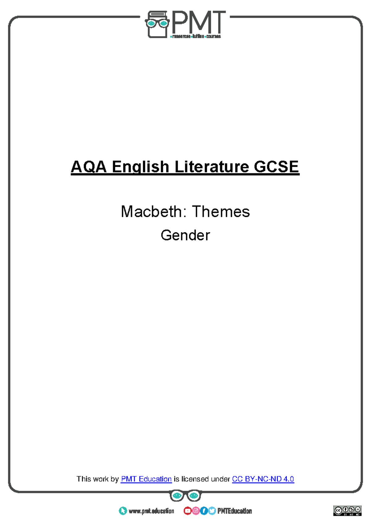 Gender Macbeth AQA GCSE ENG LIT - bit/pmt-edu-cc bit/pmt-cc AQA English ...
