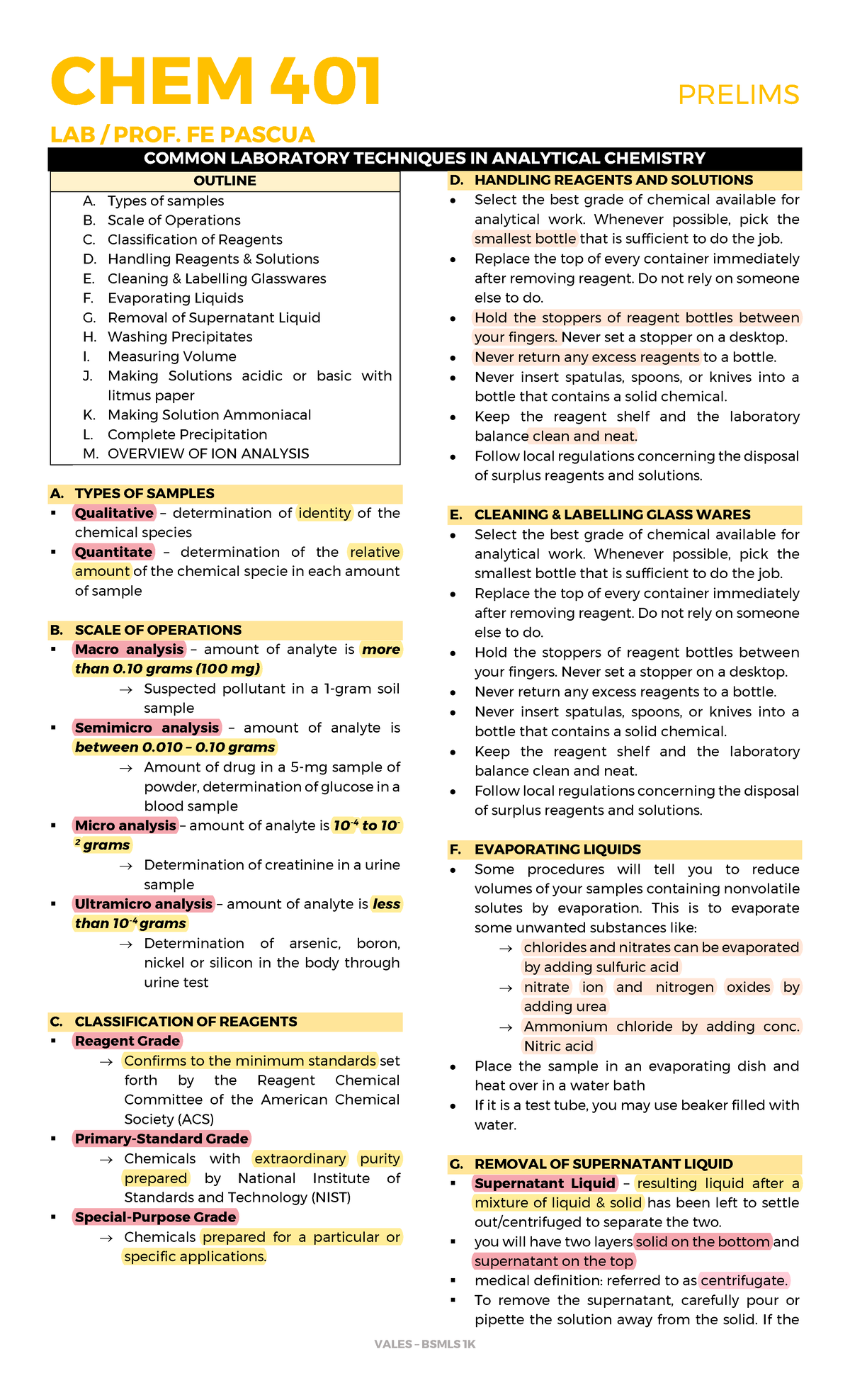 Anachem CHAP 1A - 2 [ Transes] - LAB / PROF. FE PASCUA COMMON ...