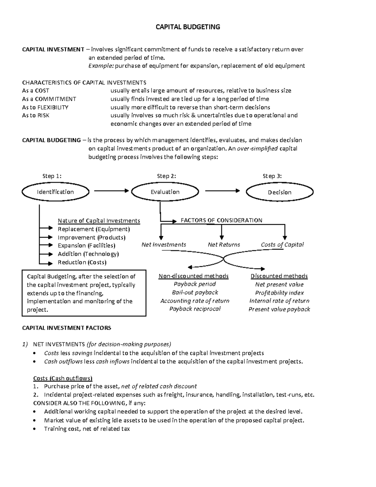 Capital Budgeting - CAPITAL BUDGETING CAPITAL INVESTMENT – involves ...