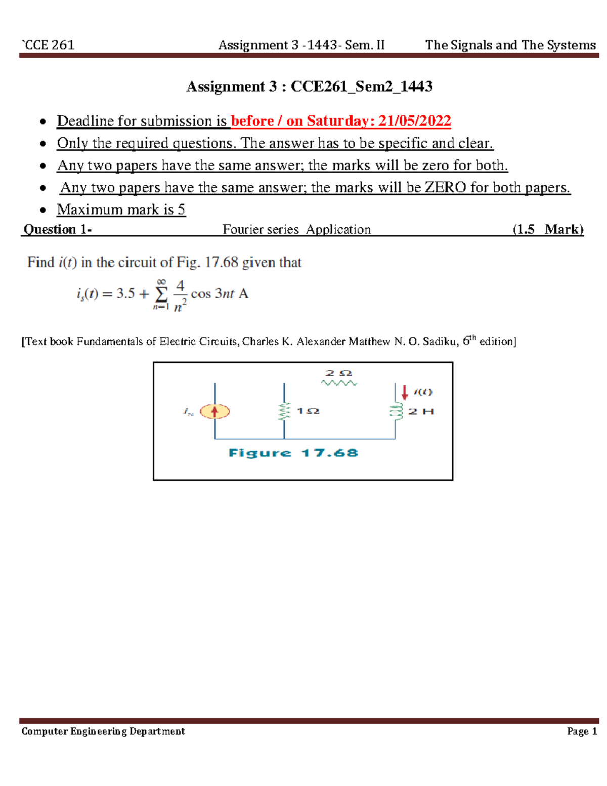 CCE261 Assignment 3 -367-SEM 2-432(1) - `CCE 261 Assignment 3 -1443 ...