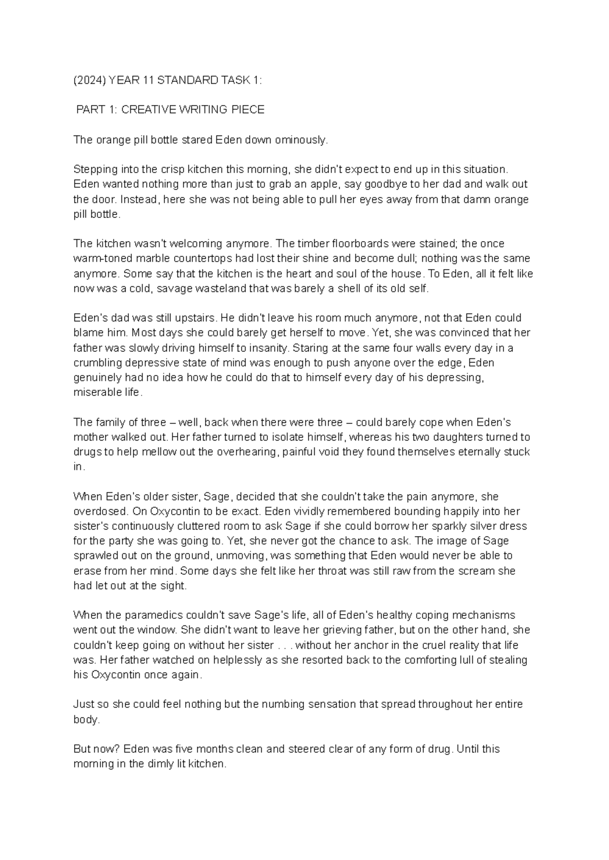 (2024) YEAR 11 Standard TASK 1 - (2024) YEAR 11 STANDARD TASK 1: PART 1 ...